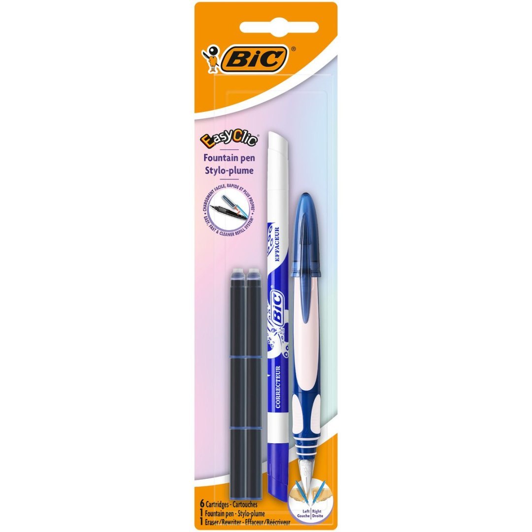 Stylo Plume EasyClic Standard + 6 cartouches + 1 effaceur - Virgin ...